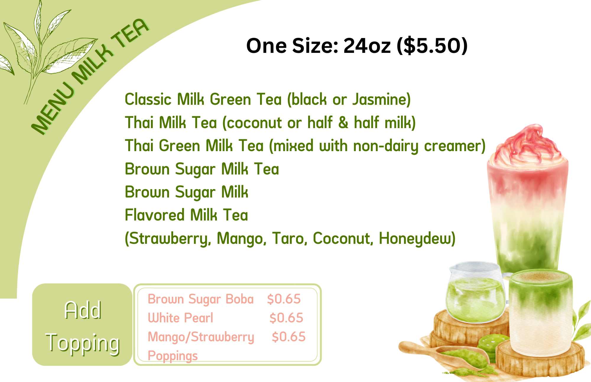 Boba Menu – My Thai Vegan & Boba